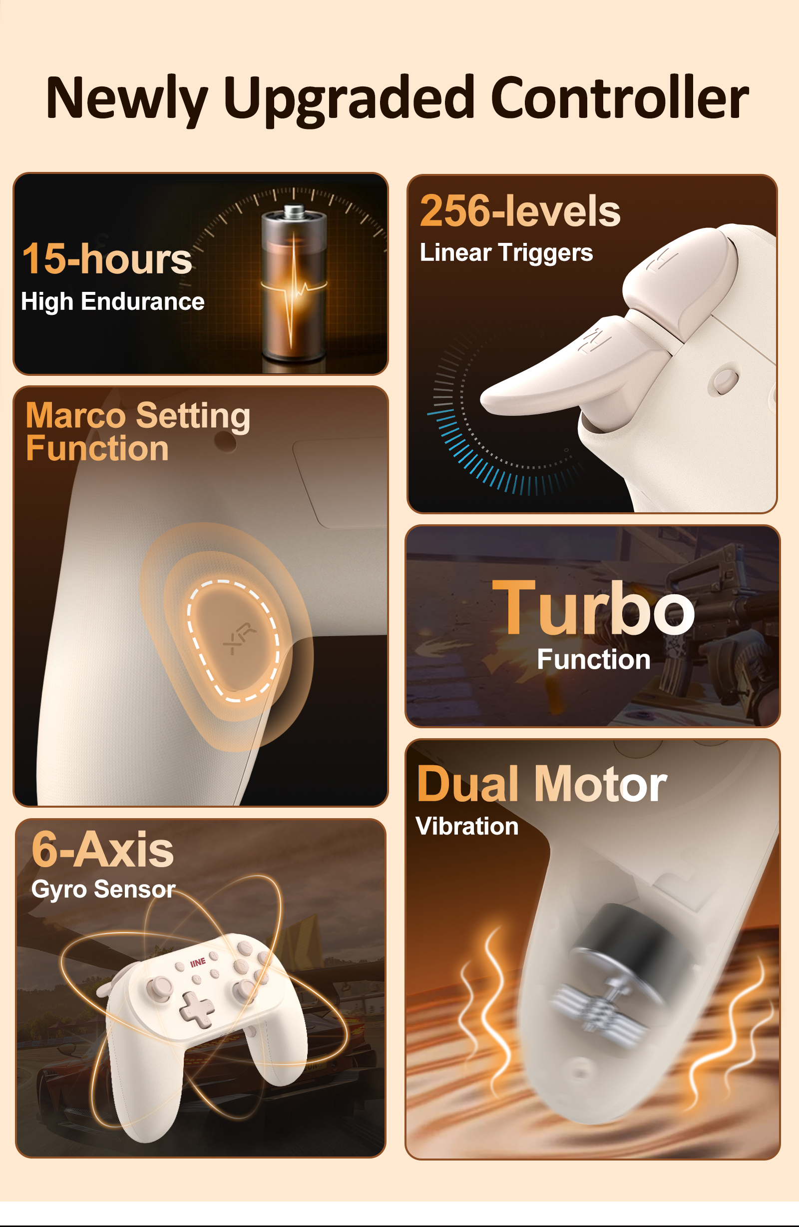 IINE Athena Wireless Pro Controller for Switch/Switch OLED/PC/IOS/Android Wake Up Function Hall ...