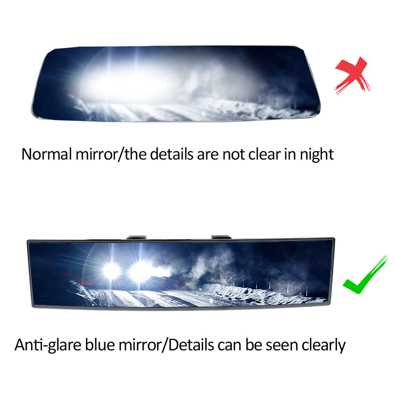 SEAMETAL Car Curved Rear View Mirror Angle Panoramic 300mm Large Vision ...