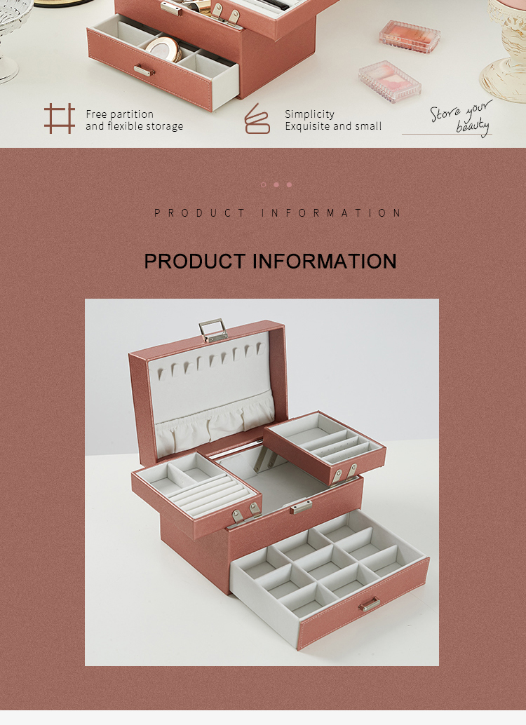 Jewelry Storage Box Organizer With Lock Leather Velvet Jewelry Box ...