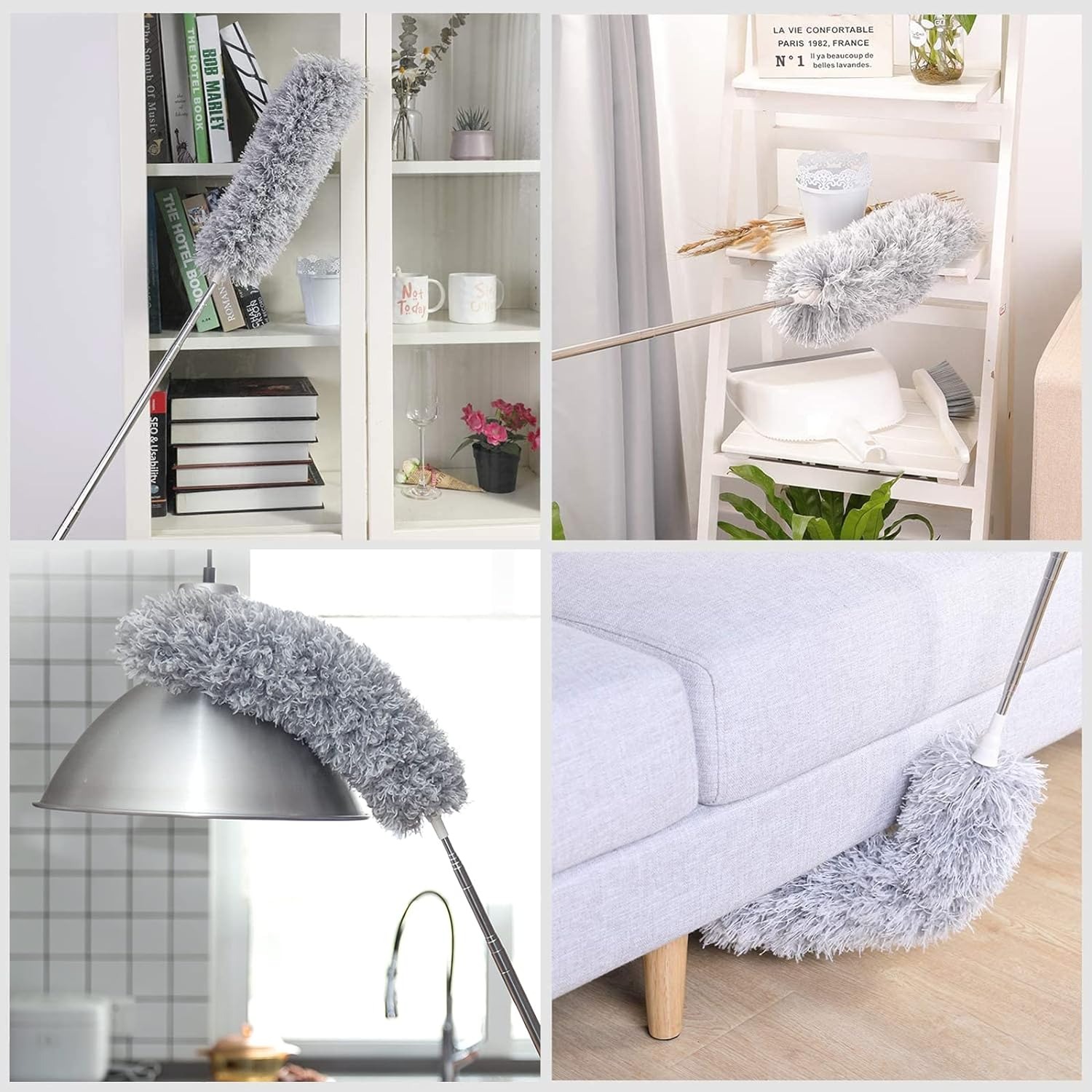 1 pcs Microfiber Duster for Cleaning, 100" Extension Pole Telescoping ...