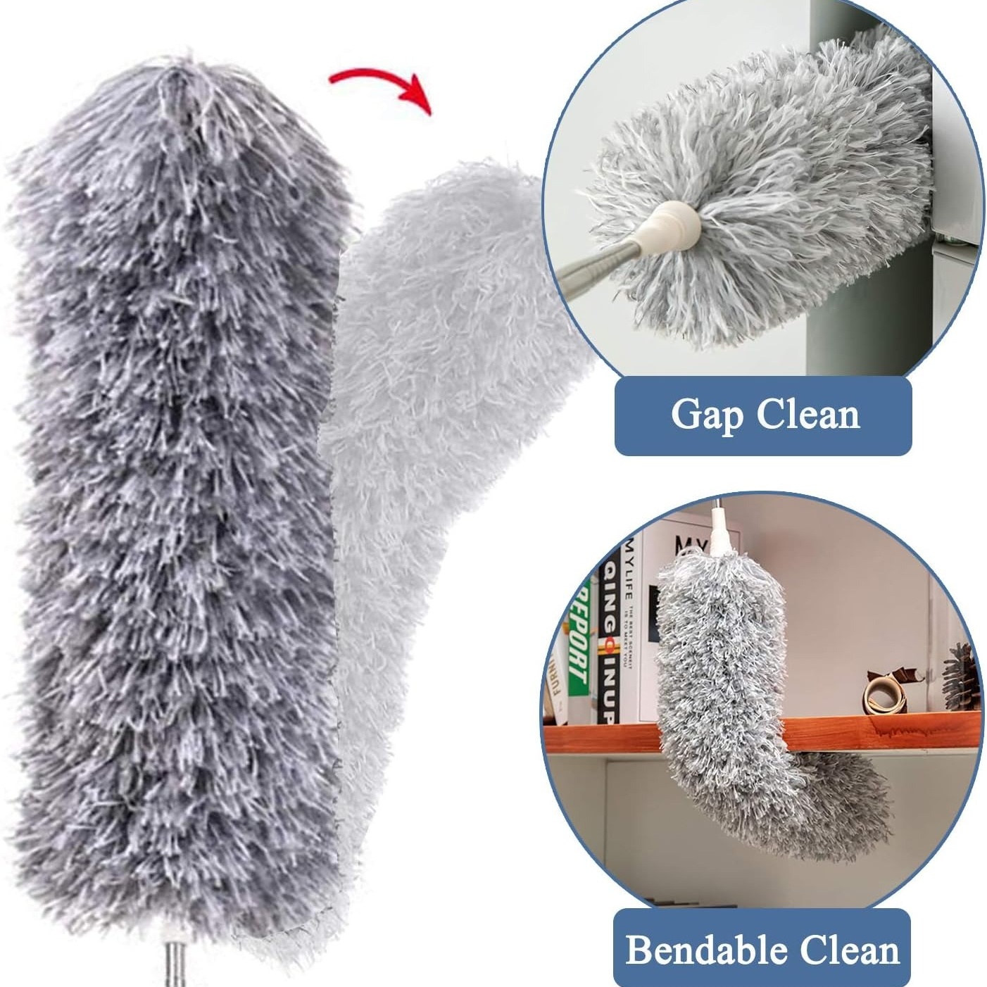 1 pcs Microfiber Duster for Cleaning, 100" Extension Pole Telescoping ...