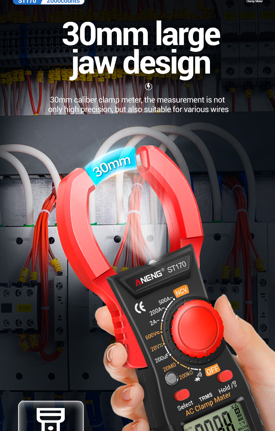 ANENG ST170 multi-function digital clamp multimeter screen backlight ...