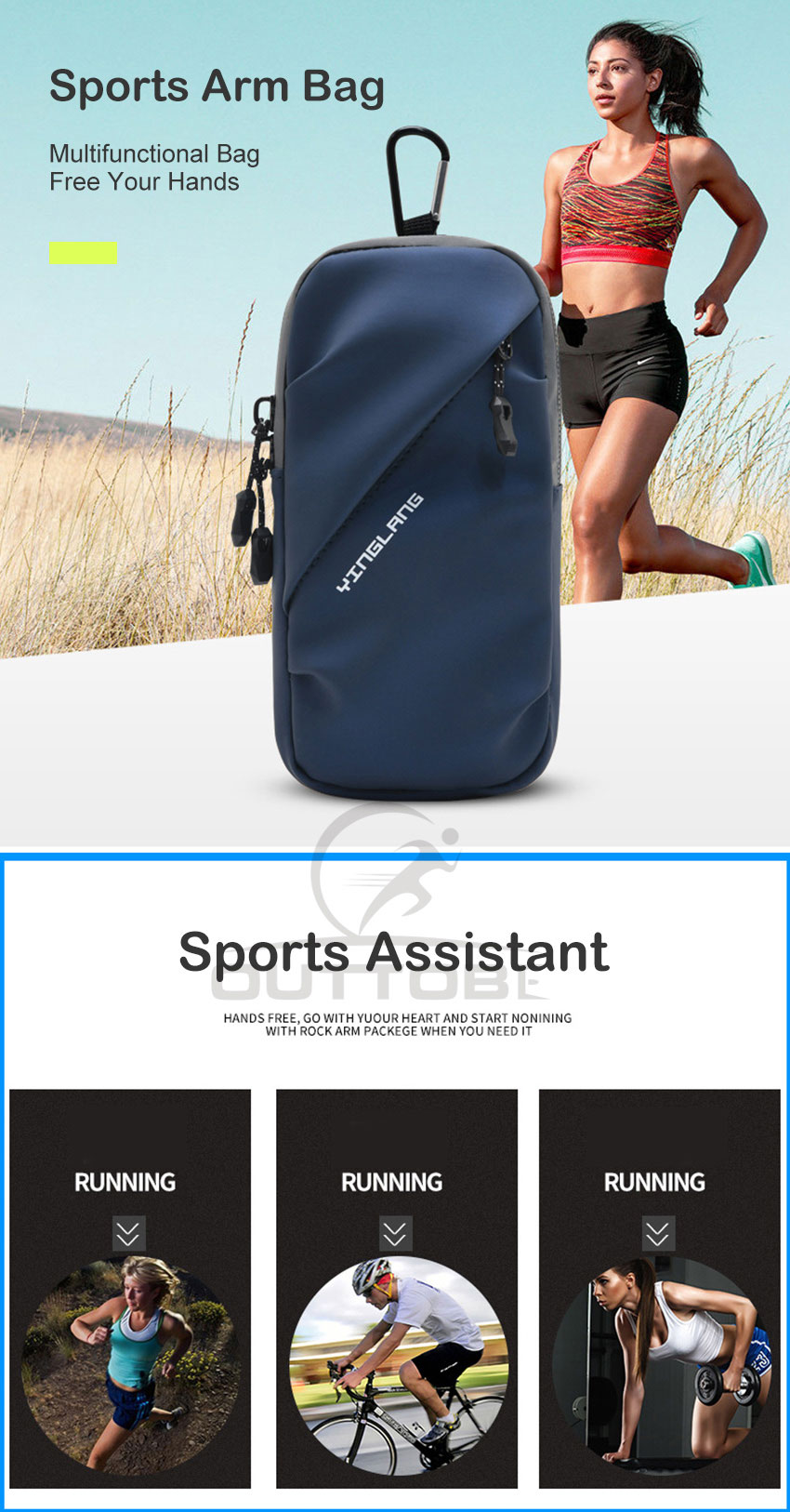 Outtobe Sports Arm Bag Fitness Reflective Pouch Sport Bag Running Arm ...