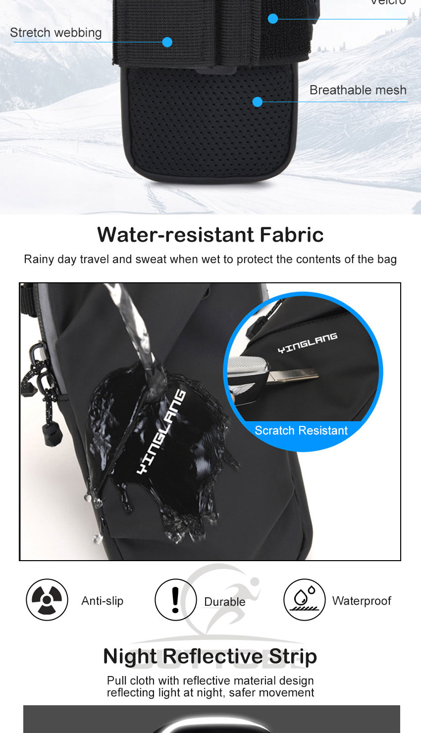 Outtobe Sports Arm Bag Fitness Reflective Pouch Sport Bag Running Arm ...