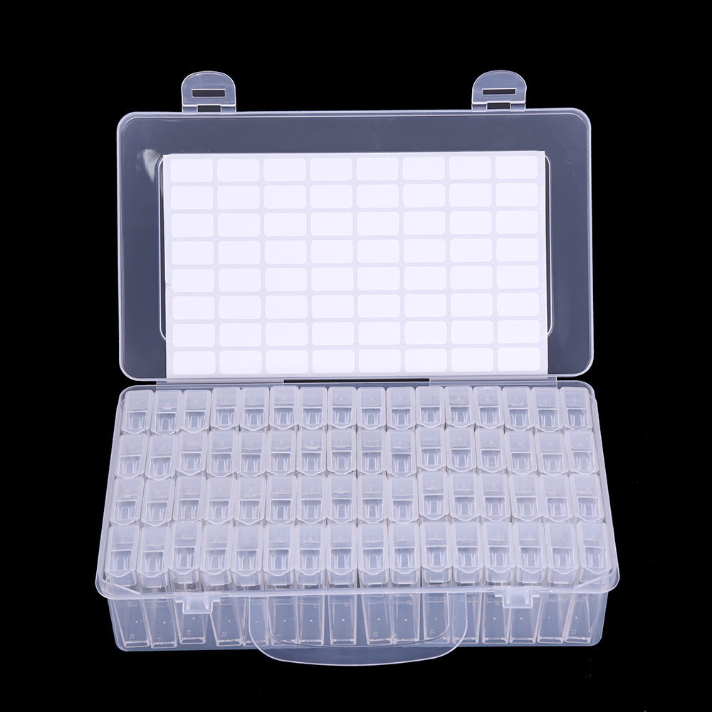 1 Pack 64 Grids Diamond Painting Tool Box Container Craft Storage with Adjustable Dividers for ...