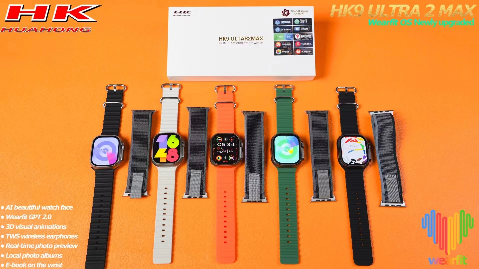 2024 HK9 Pro MAX+ /HK9 ULTRA2 MAX RAM 2GB GEN 4 AMOLED Smart Watch Men ...