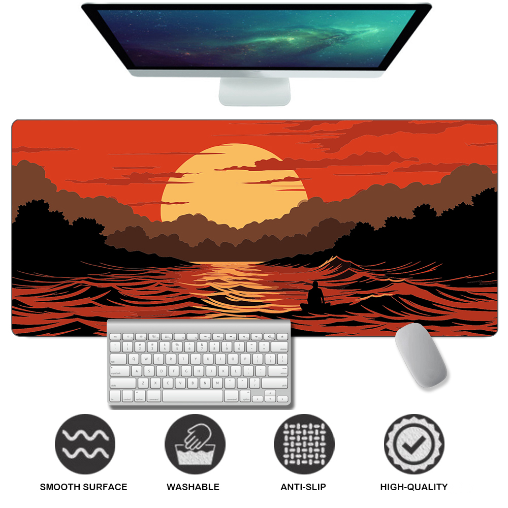 Orange Sunset Mouse Pad Plus Size Mouse Pad Gaming Mouse Pad Table Mat ...