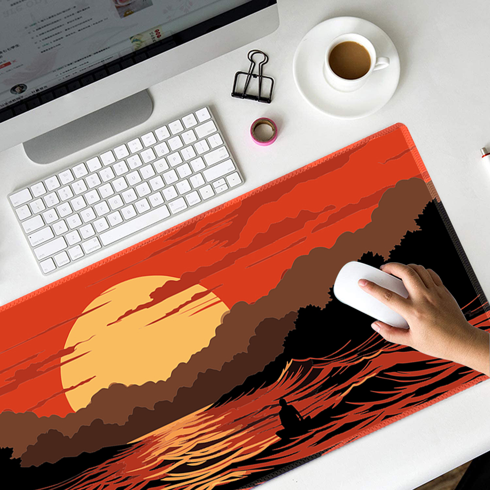Orange Sunset Mouse Pad Plus Size Mouse Pad Gaming Mouse Pad Table Mat ...