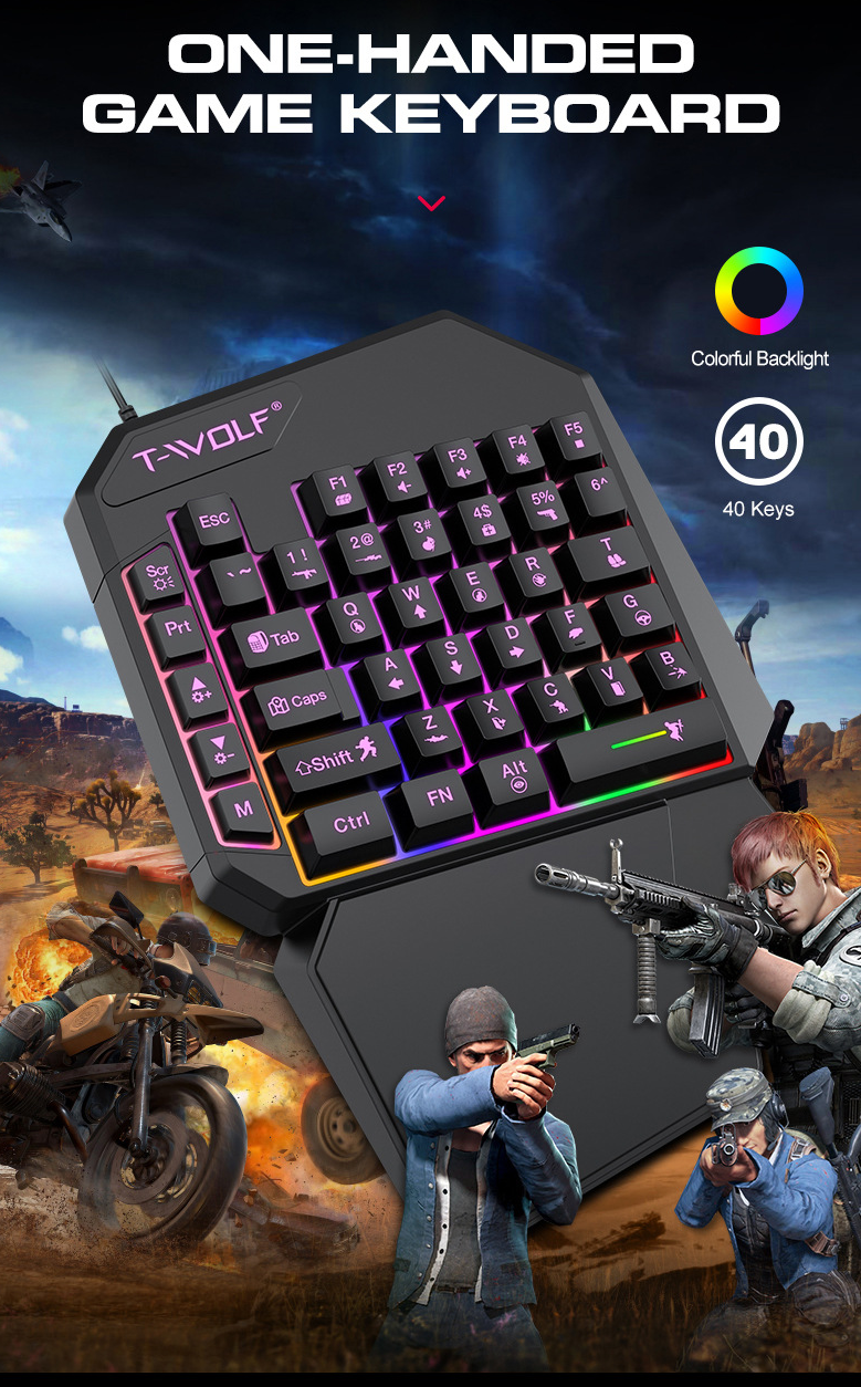 Thunder Wolf TF900 one-handed game keyboard Throne left hand keypad ...