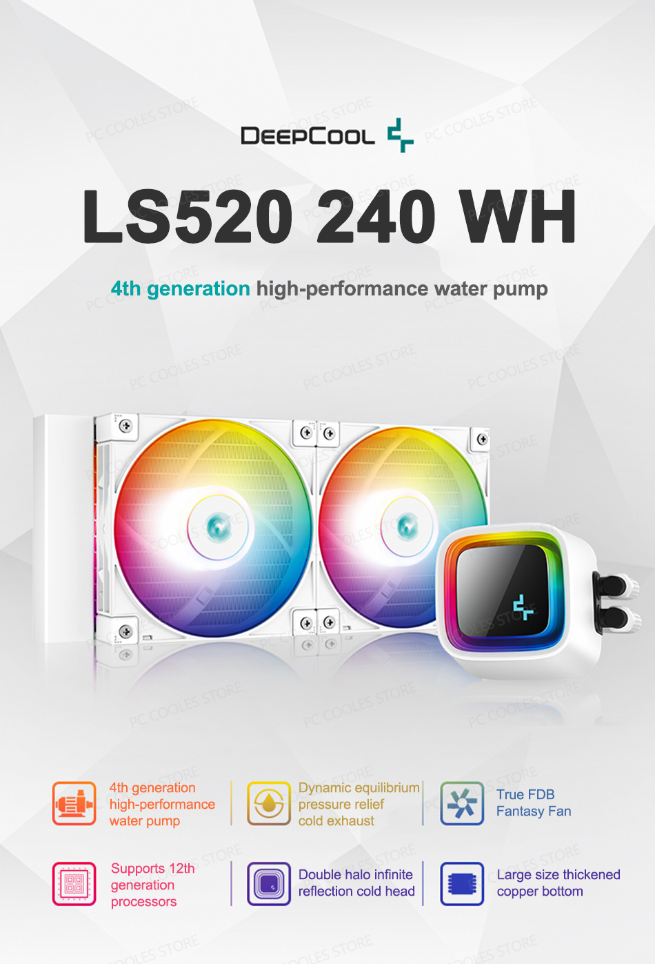 DeepCool LS720SE/520SE Water Cooled Digital Radiator 360 ARGB Computer ...