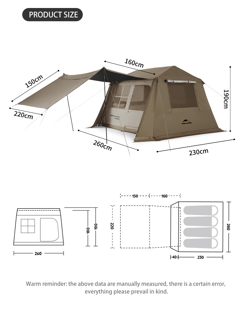 Naturehike Village 6.0 2 Generation Quick Open Tent Family Automatic ...