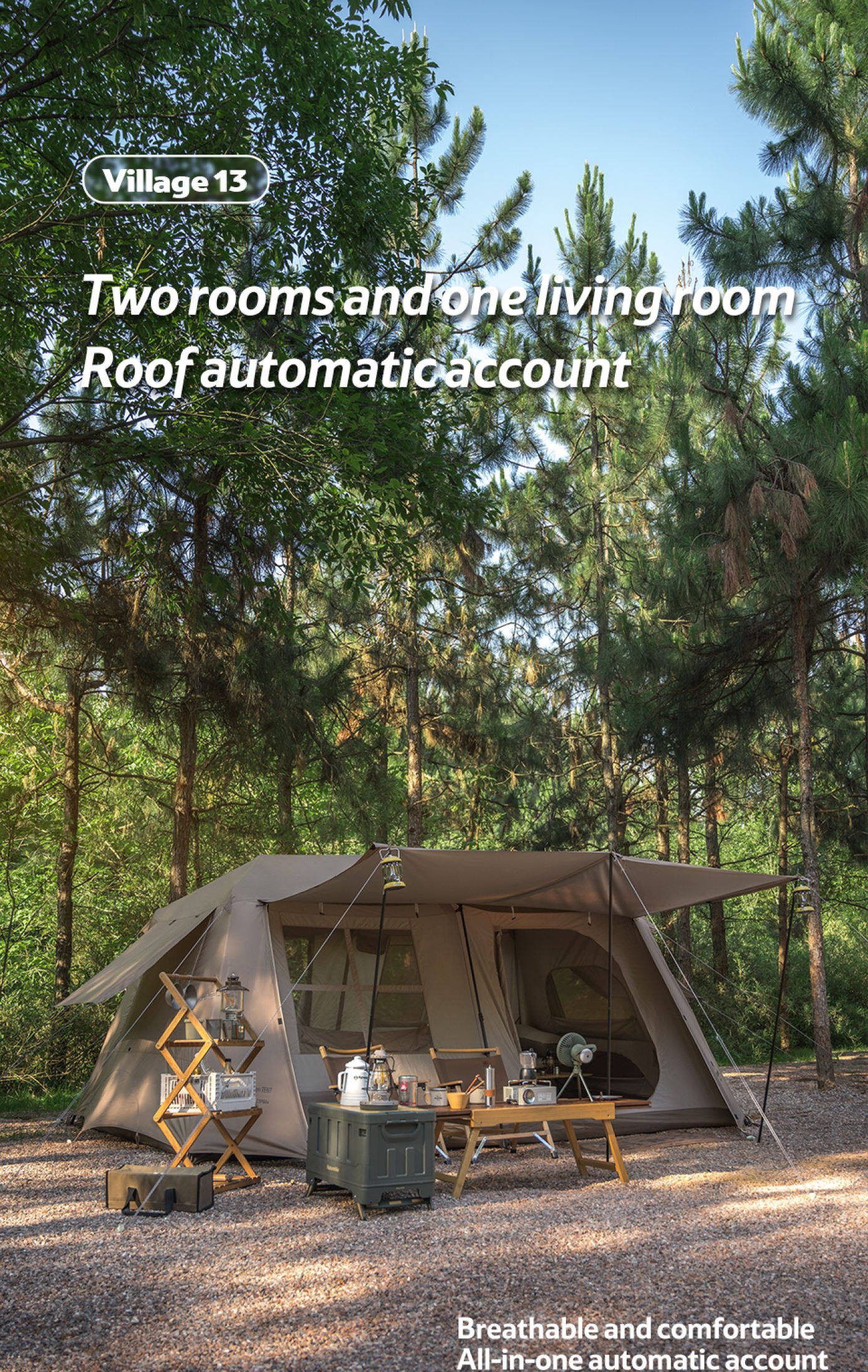 Naturehike Village 13 Automatic Tent Outdoor Camping Equipment Two Rooms One Hall Hall Wild Hose ...