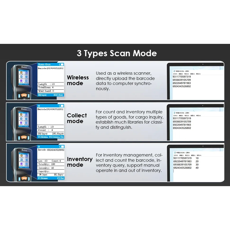 [PH Stock]Eyoyo 1D 2D QR Wireless Barcode Scanner Reader Handheld Data ...