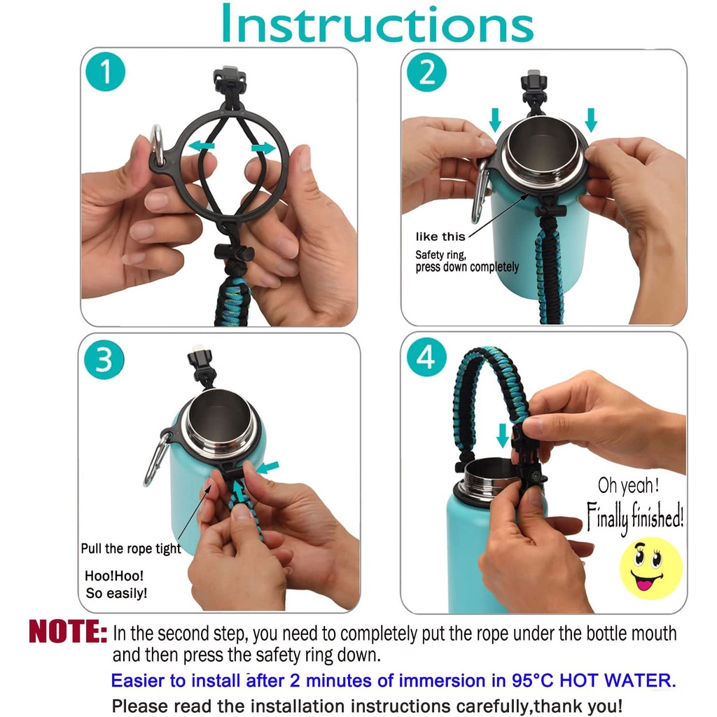 2PCS/SET LinBai 22oz 32oz 40oz Paracord Handle and Silicone Boot Cover ...