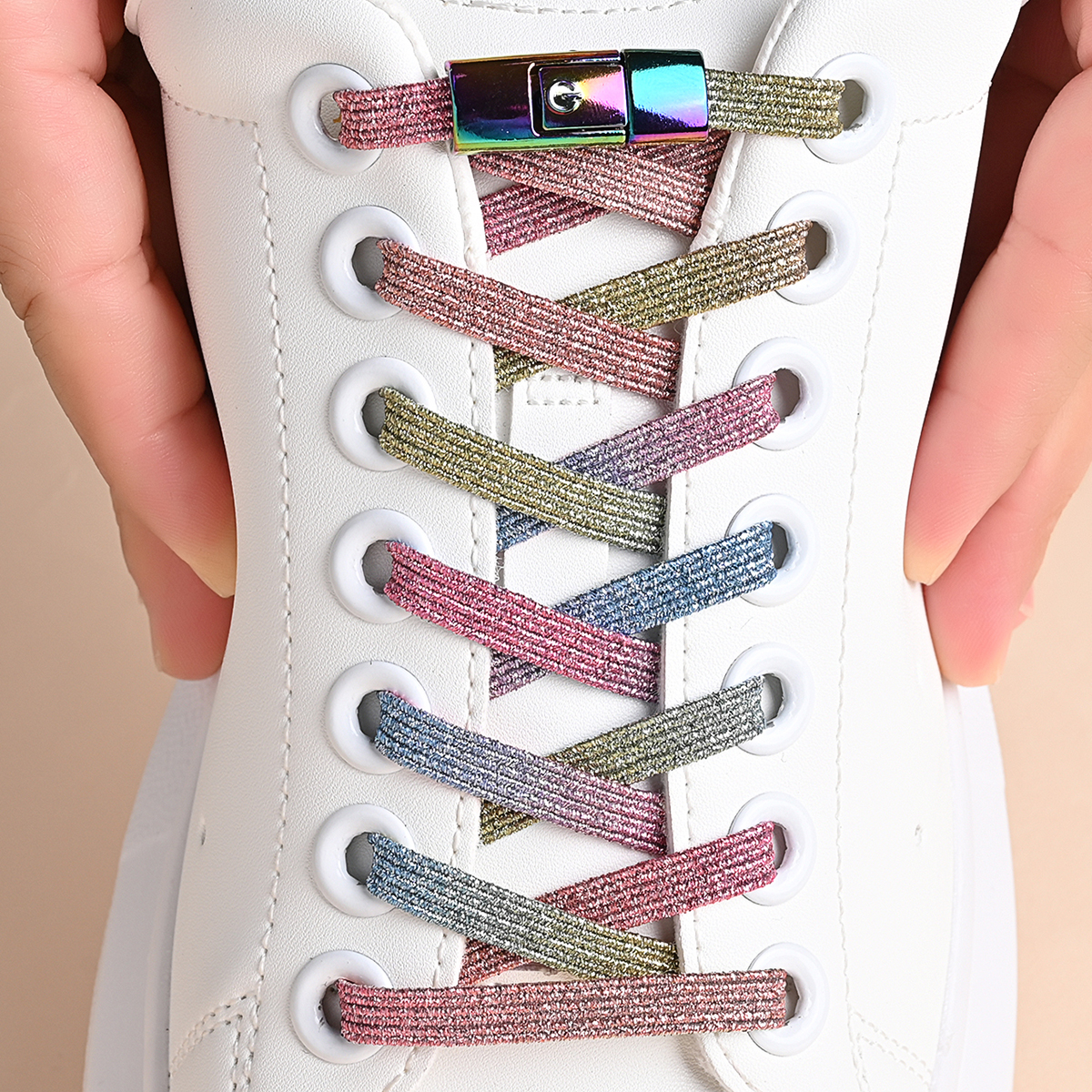 No Tie Elastic Shoelace Locks 1 Pair For Sneakers Running Shoes Slip On ...
