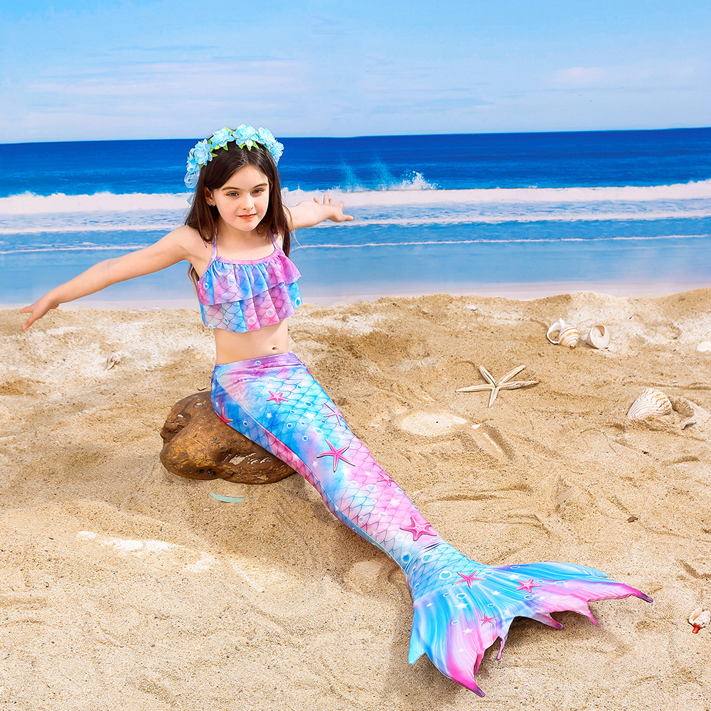 New Little Mermaid Swimsuit for Girls Summer Beach Party Colorful ...