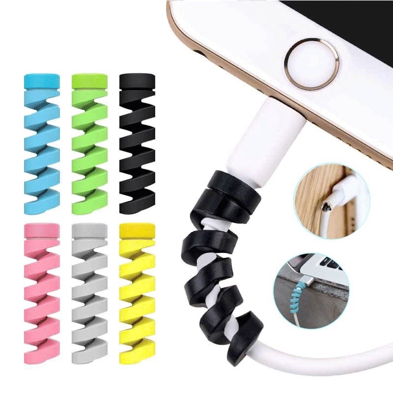 2Pcs Spiral Cable Protector Silicone Bobbin Charging Cable Cord Saver ...