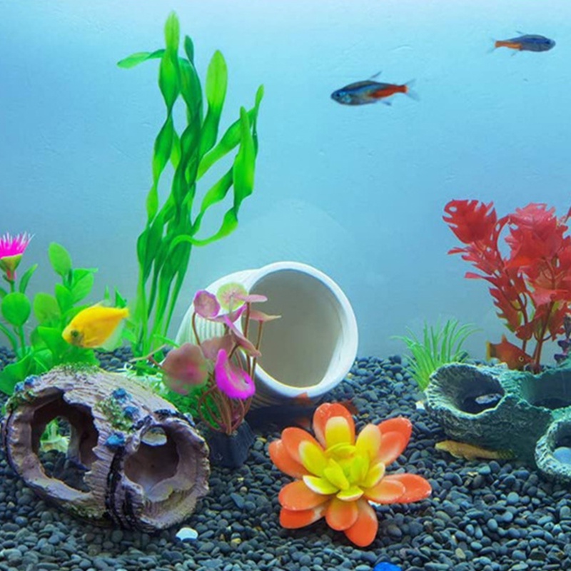 Aquarium Broken Barrel Decorations Betta Fish House Cave Resin Broken ...