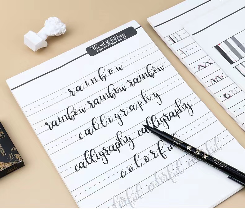 80Pages Brush Pen Lettering Practice Book English Practise Worksheets ...