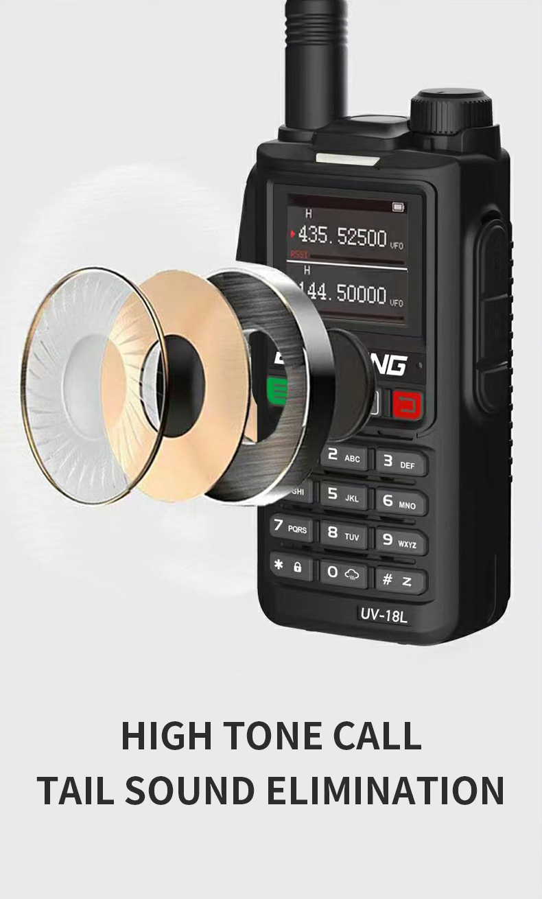 BaoFeng UV-18L Type-C Walkie Talkie Long Range Transceiver Ham Two Way Radio Maximum Range 10km ...