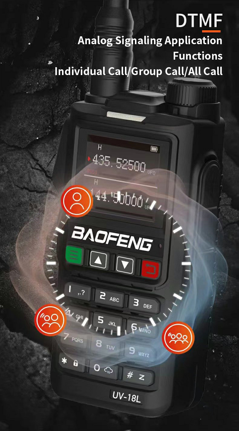 BaoFeng UV-18L Type-C Walkie Talkie Long Range Transceiver Ham Two Way Radio Maximum Range 10km ...