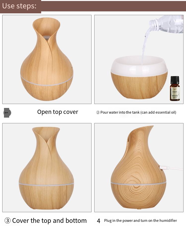 Creative wood grain humidifier LDE Seven-color atmosphere Light ...