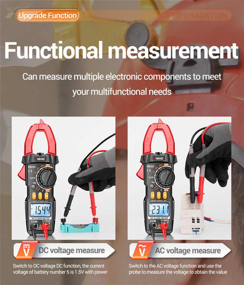 ANENG PN107 Digital Clamp Meter - AC/DC Voltage, Temperature, True RMS ...