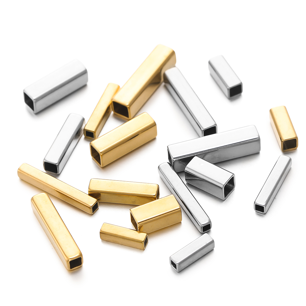 St. kunkka 10-20Pcs Stainless Steel Square Tube Hand Beaded Square Tube ...