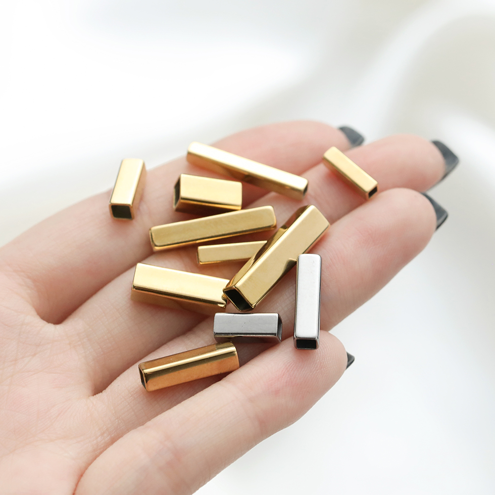 St. kunkka 10-20Pcs Stainless Steel Square Tube Hand Beaded Square Tube ...