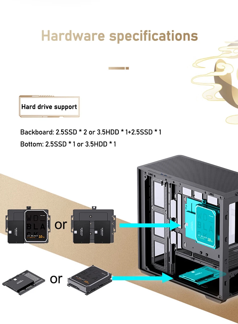 JONSBO D300 MATX Case Tempering Glass Curved Sea View Room For 360 ...