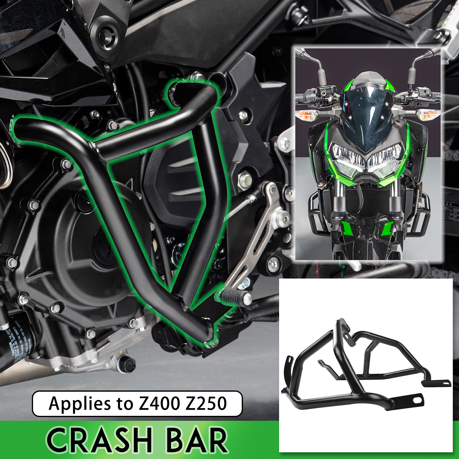 LJBKOALL Z250 Z400 Motorcycle Crash Bar Bumper Engine Guard Frame ...