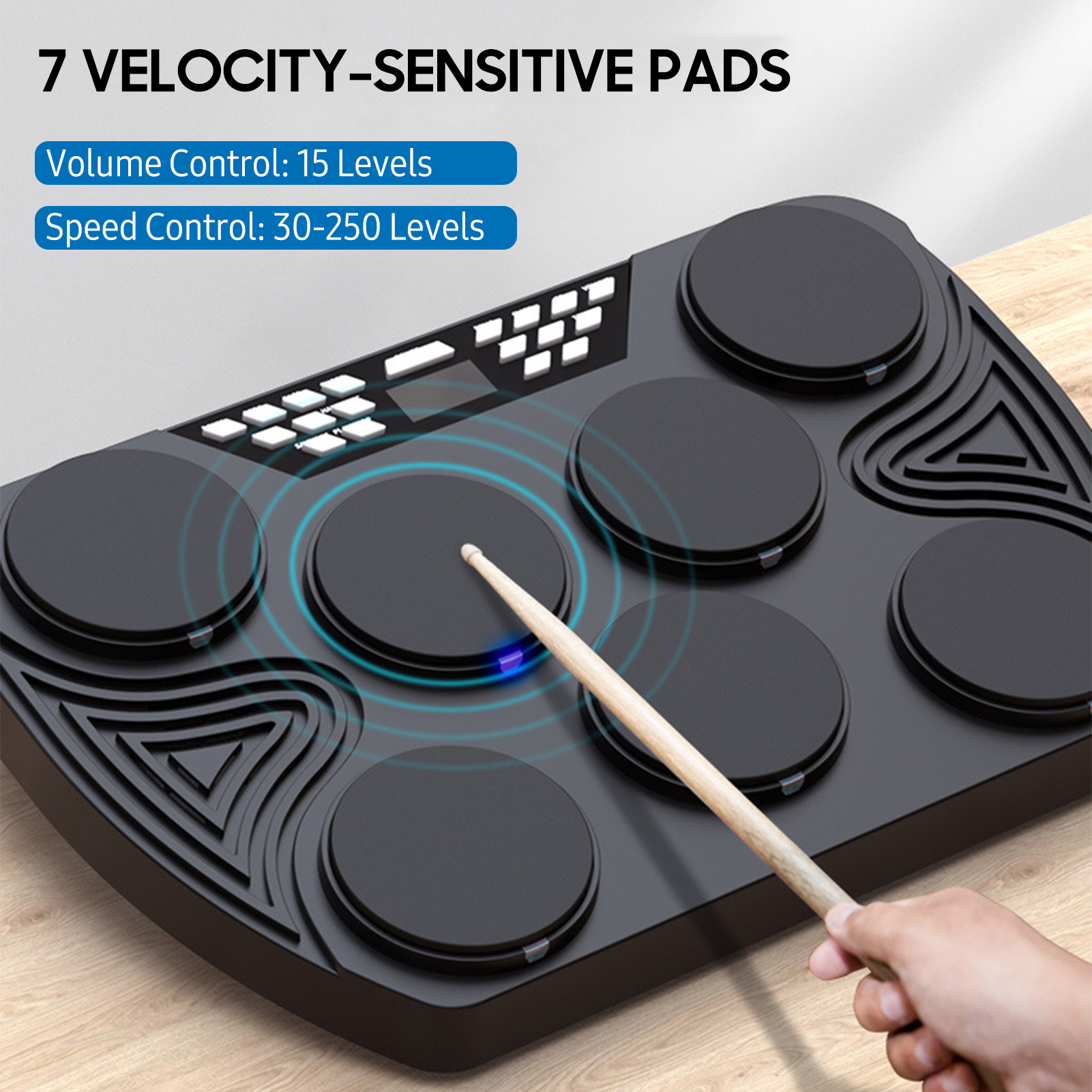 Multifunction Drum Pad Portable Electronic Drum Set 7 Velocity ...