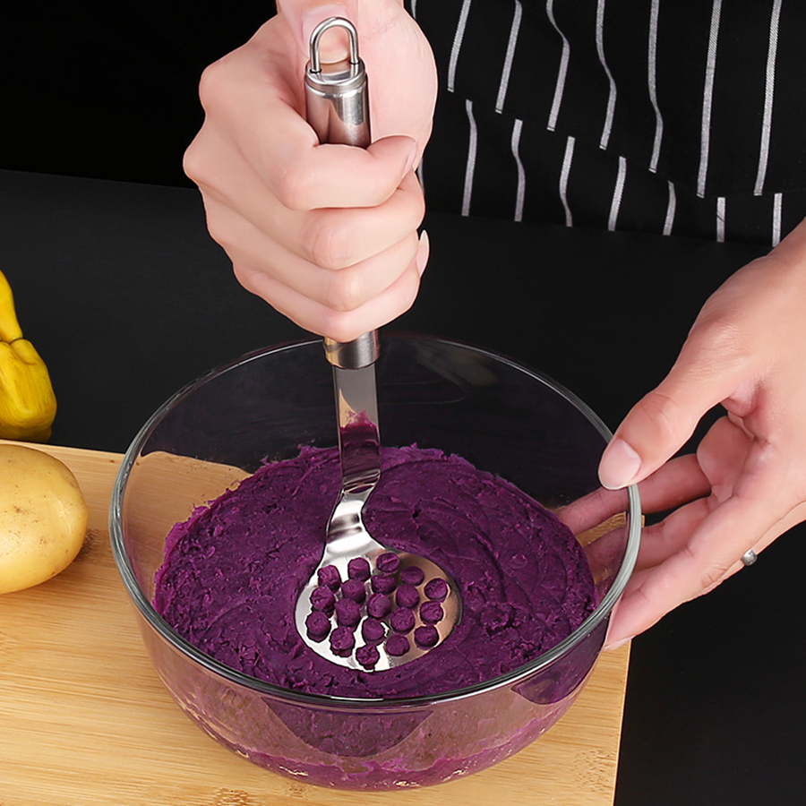 1 stainless steel manual masher for mashed potatoes, food masher ...