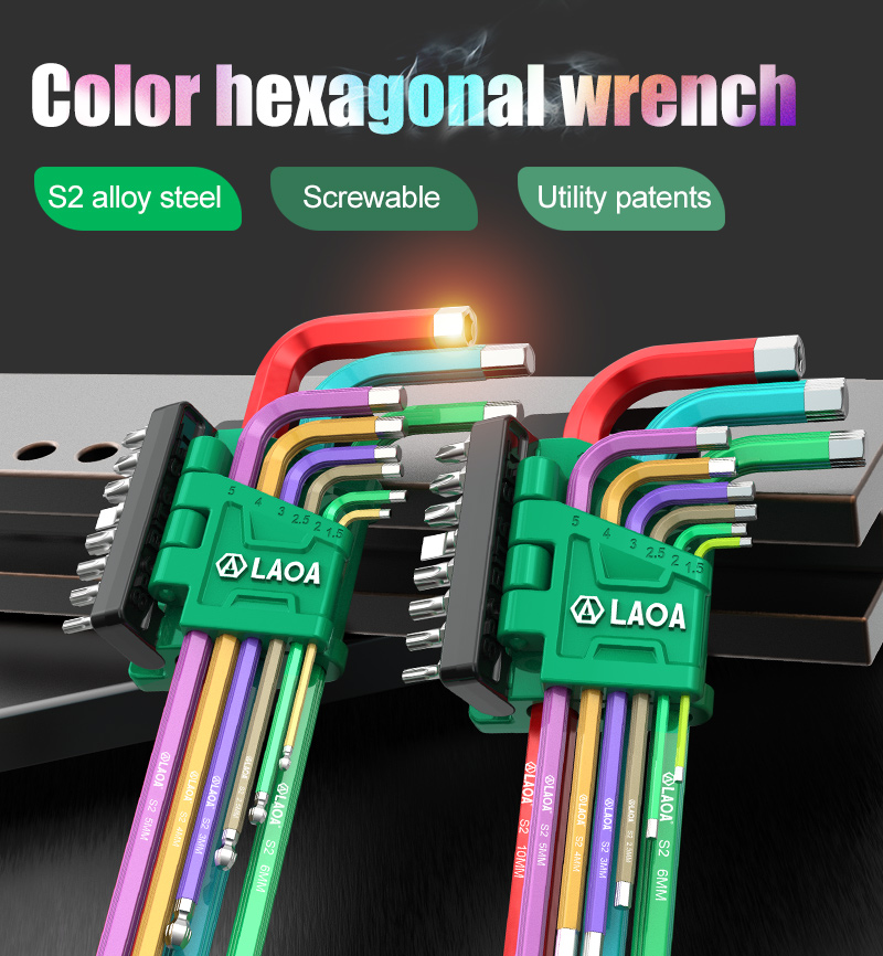 High-Quality Allen Wrench Set - Long Arm Ball End Hex Keys, CR-V Steel Torx Star Key, Hexagon ...