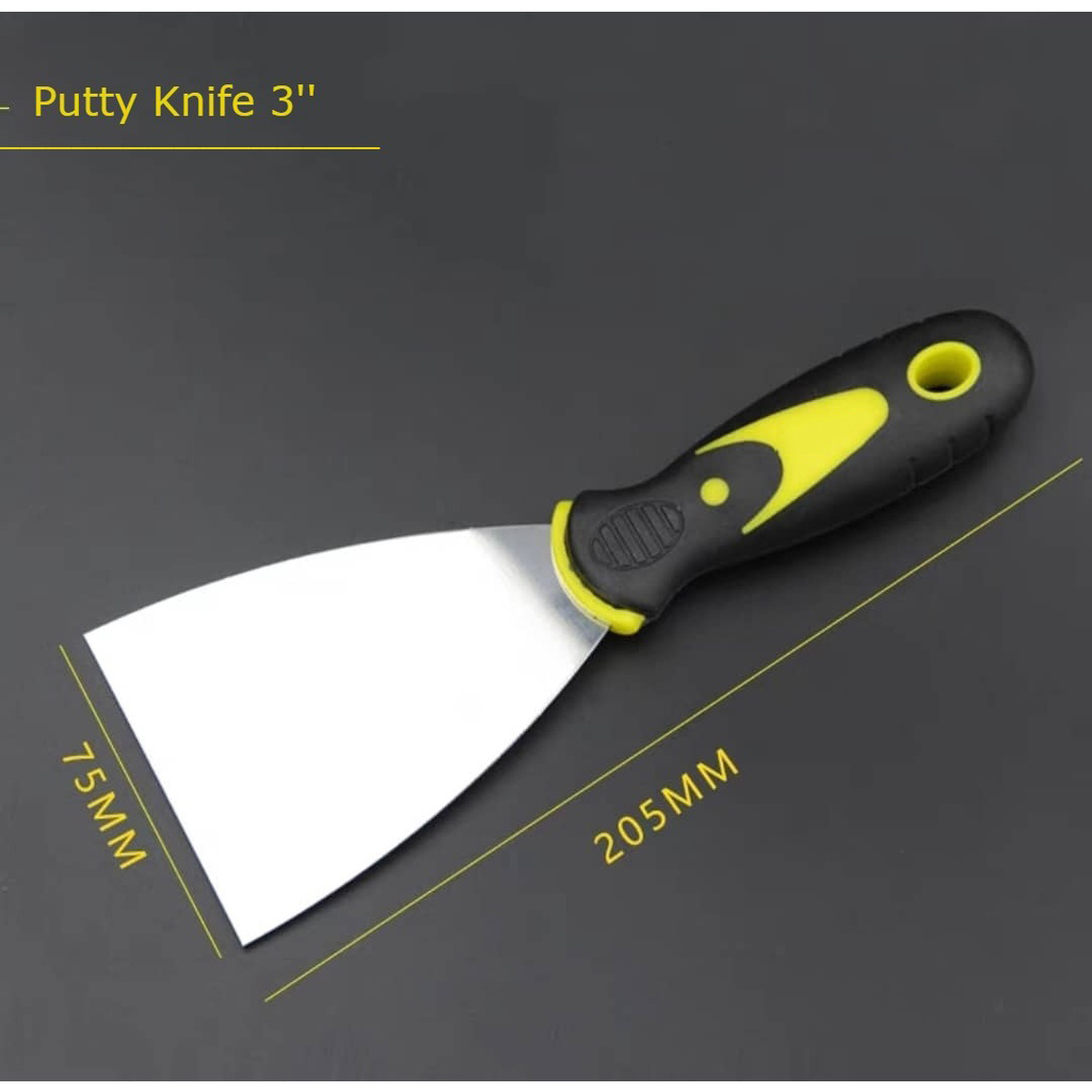 1 PC Scraper Putty Knife Dual Color Rubber Handle Stainless Steel ...