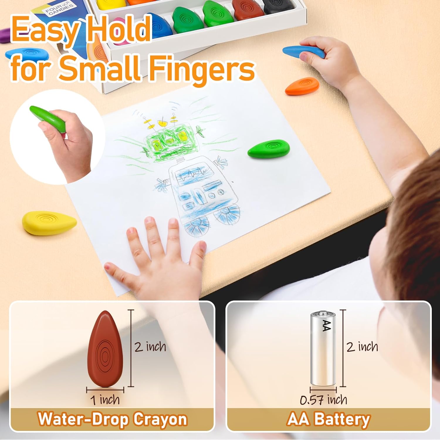 24/12PCS Water Droplet Shaped Crayons Non Toxic And Washable Crayons ...