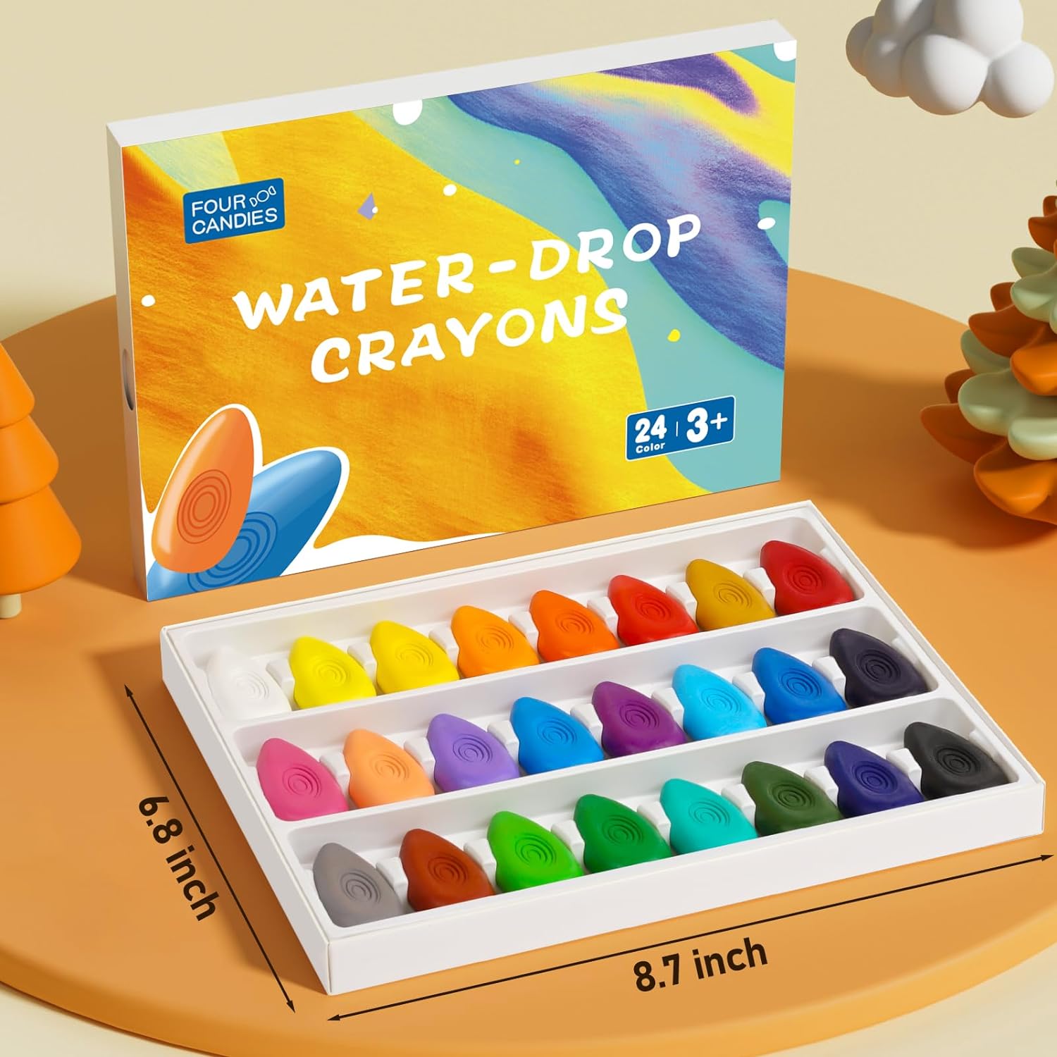24/12PCS Water Droplet Shaped Crayons Non Toxic And Washable Crayons ...