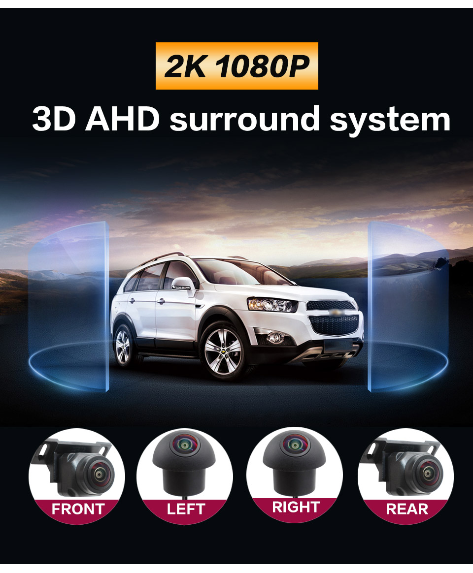 Smartour AHD 1080P/720P 3D 360 Degree View Car Camera Rear Front Left ...