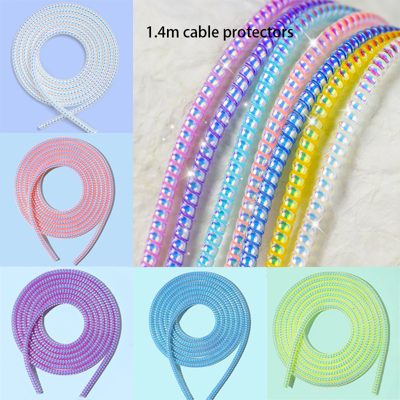 【Hot Sale】1.4M Cable Protector Colorful Spring Cord Winder Charging ...