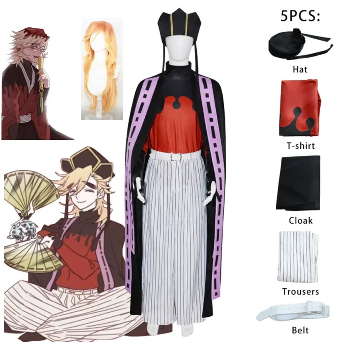 Anime Demon Slayer Douma Costume Cosplay Juuni Kitsuki Suit Kimono ...