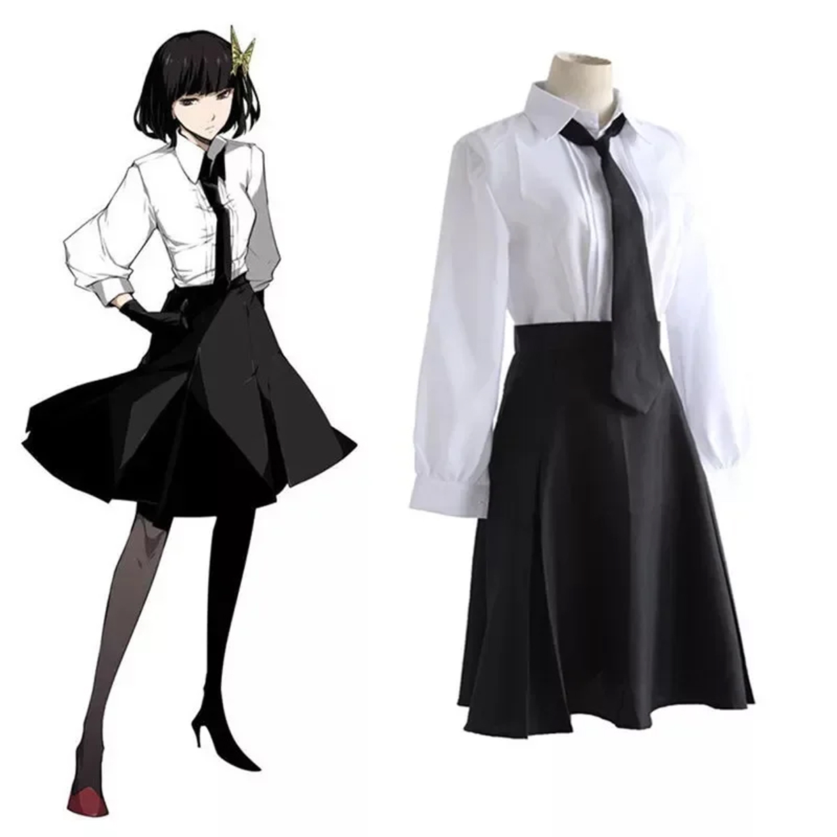 Yosano Akiko Cosplay Costume Bungo Stray Dogs School Uniform Suit Wig ...