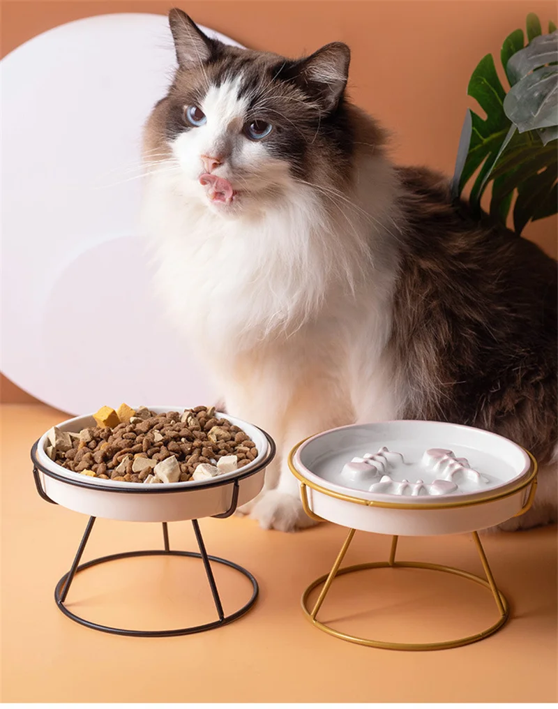Pet Slow Food Bowl Cat Bowl Ceramic Slow Food Plate Bowl Slow Food Anti ...
