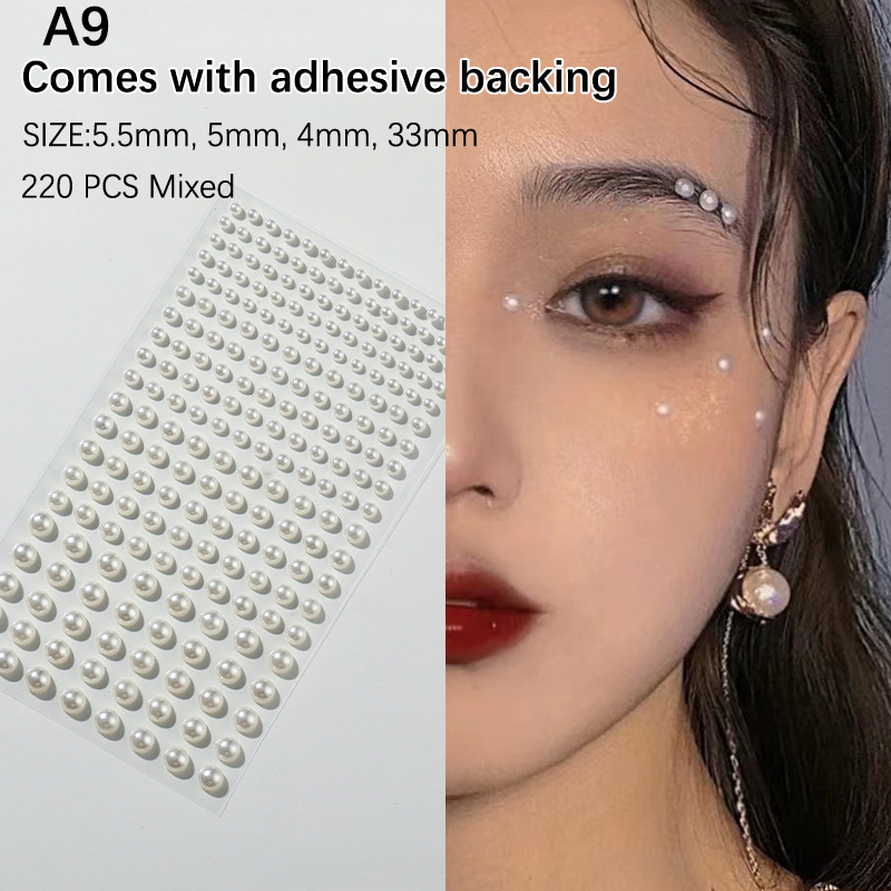 GLPH 220pcs Mix 3mm/4mm/5mm/6mm Hair Pearls Stick On Self Adhesive ...