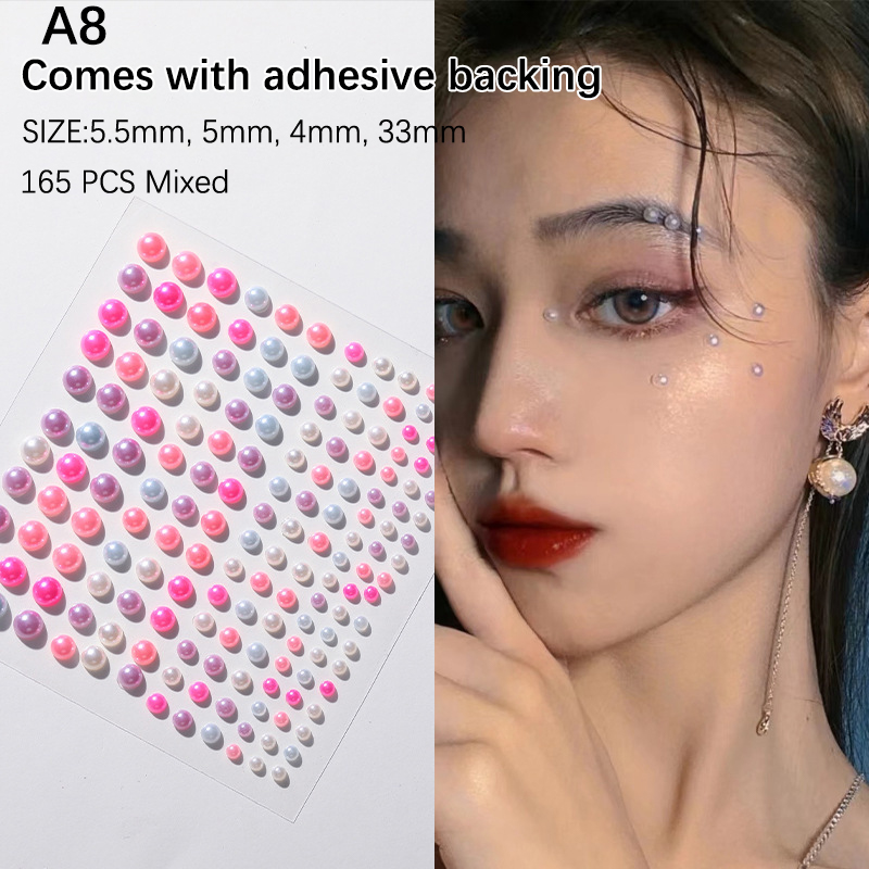 GLPH 220pcs Mix 3mm/4mm/5mm/6mm Hair Pearls Stick On Self Adhesive ...
