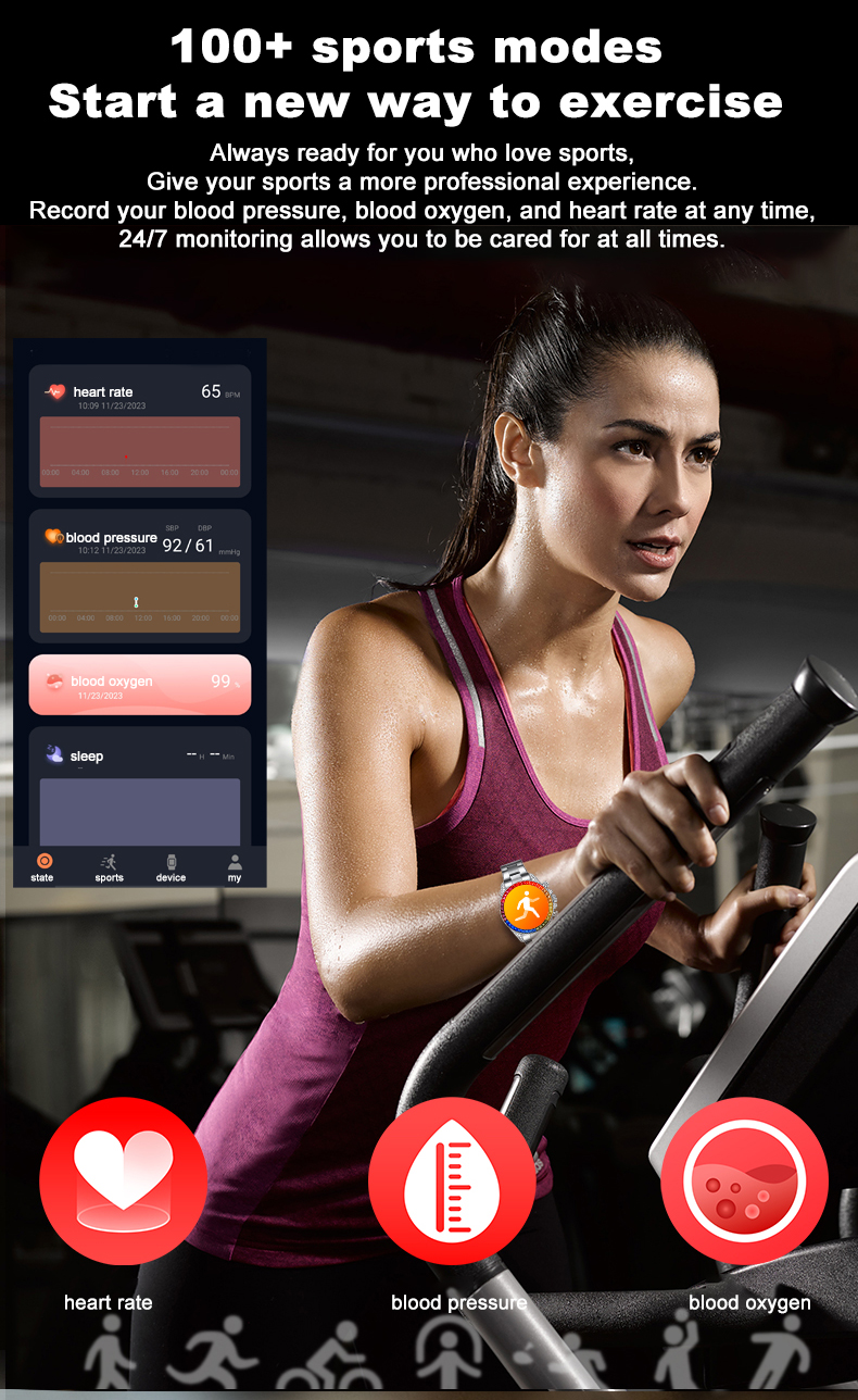 Smart Watch Amoled Touch Screen Stainless Steel Smartwatch with Rhinestone Waterproof Bluetooth ...