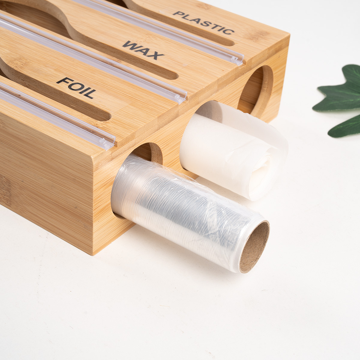 3 in 1/2 in 1 Bamboo Plastic Wrap Cutter Desktop Wall-Mounted Plastic ...