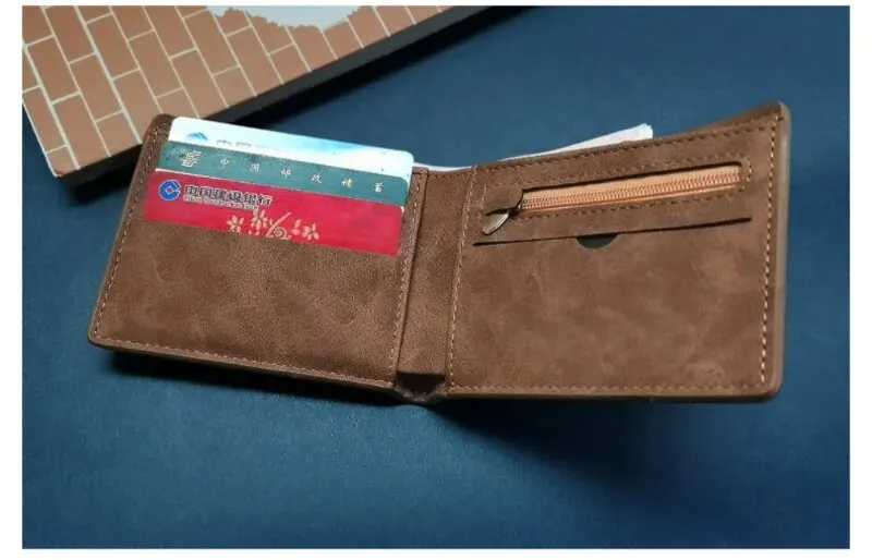Men Short Wallet with Zipper Coin Pocket Fashion Soft Leather Men ...