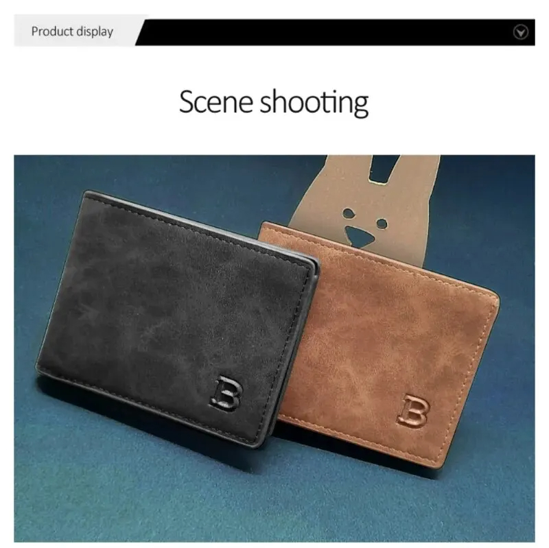 Men Short Wallet with Zipper Coin Pocket Fashion Soft Leather Men ...