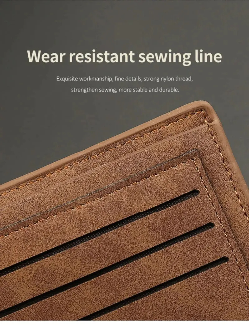 Men Short Wallet with Zipper Coin Pocket Fashion Soft Leather Men ...