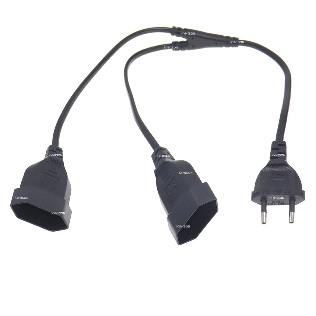 CEE7/16 EU 2 Prong Male to Female Dual Output,2 Ways Outlet Extension ...